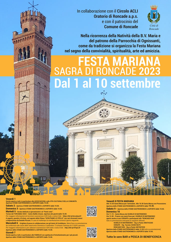Roncade Festa Mariana Sagra di Roncade dal 1 Settmebre al 10 Settembre 2023